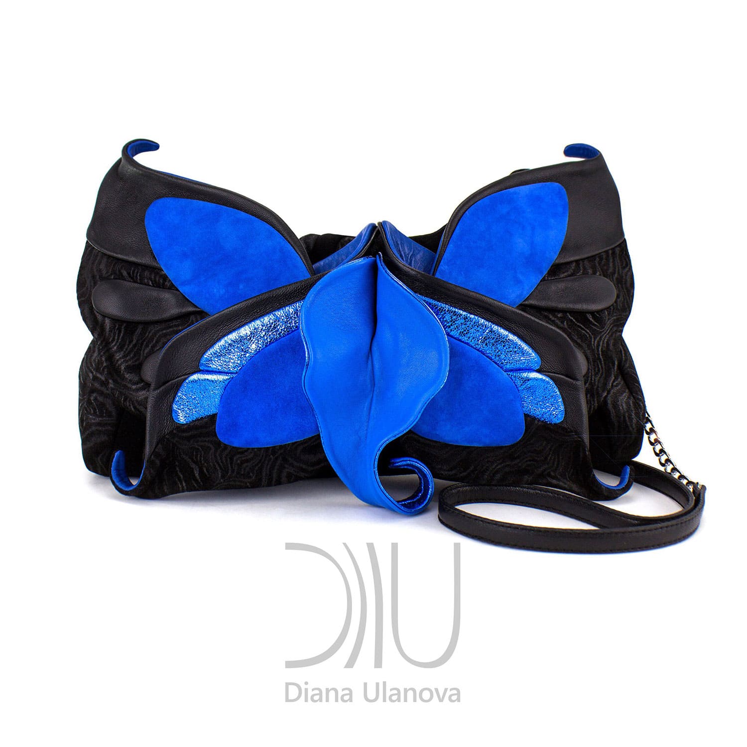 Blue Designer Clutch Bag - Butterfly | Diana Ulanova | Women-Bags.com