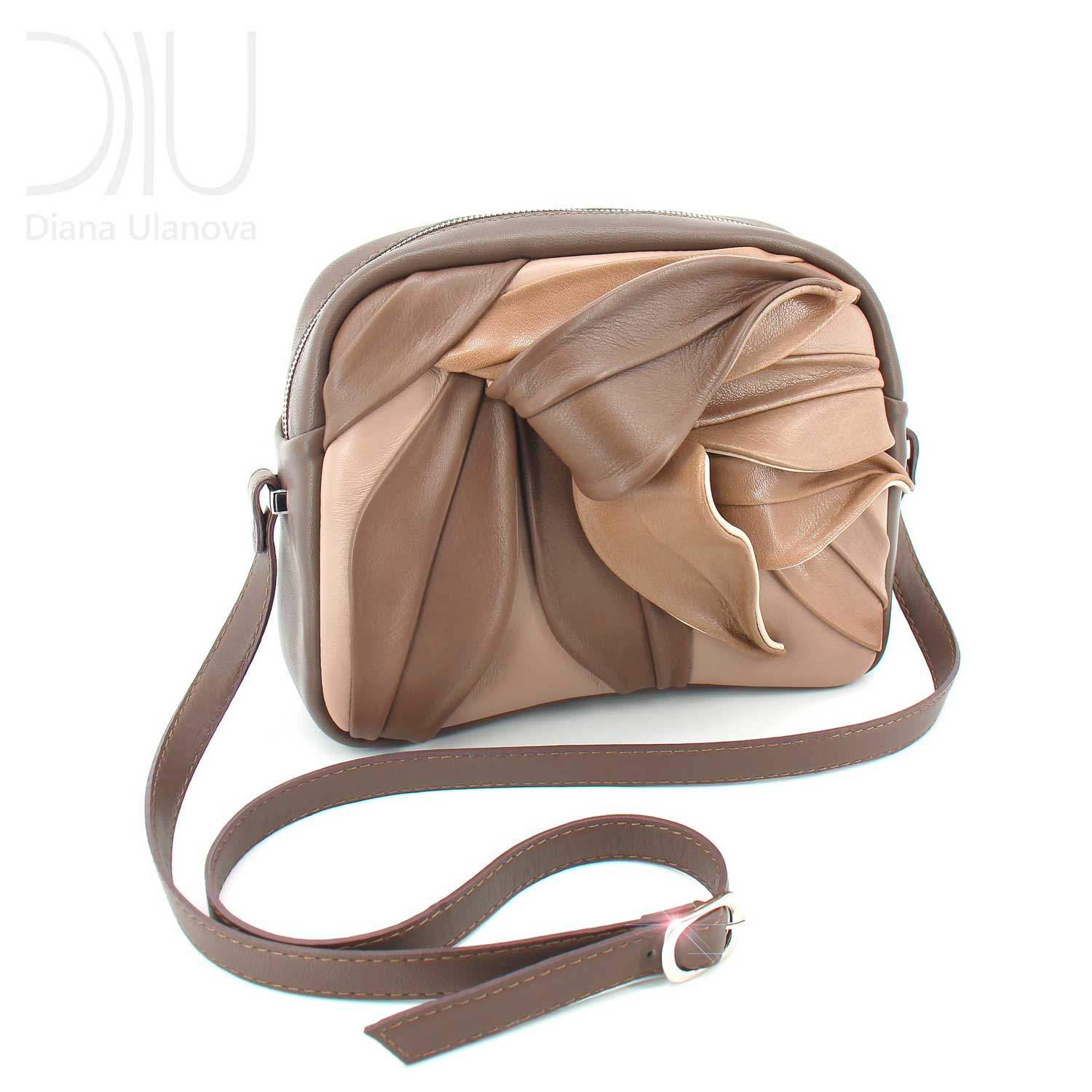 Beige Designer Mini Bag - Mini Bamboo | Diana Ulanova | Women-Bags.com